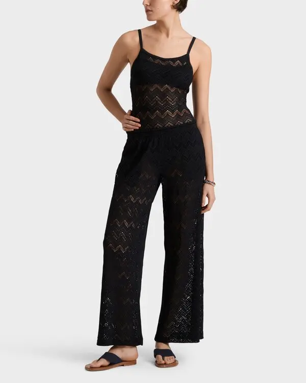 Vilebrequin Wide Leg Crocheted Mesh Pants - Black
