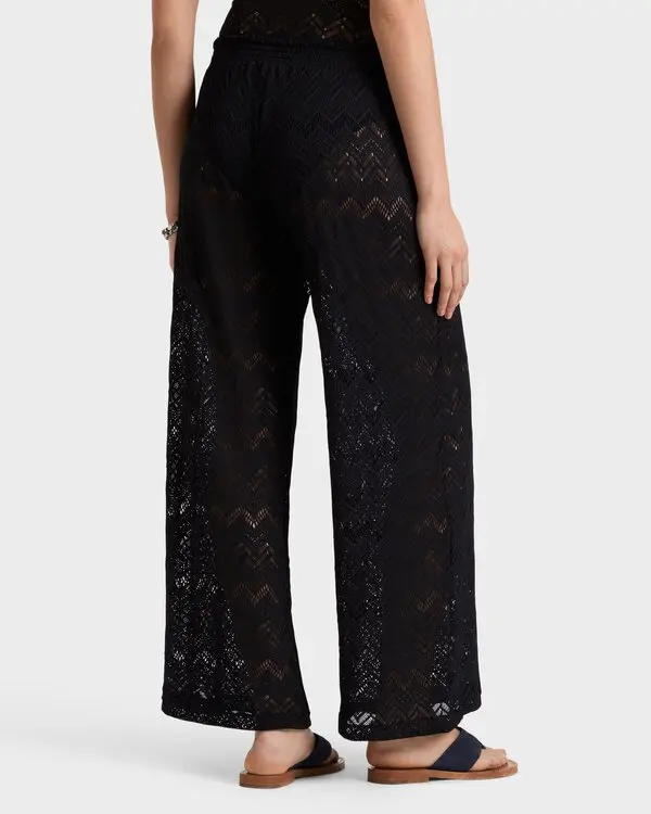 Vilebrequin Wide Leg Crocheted Mesh Pants - Black