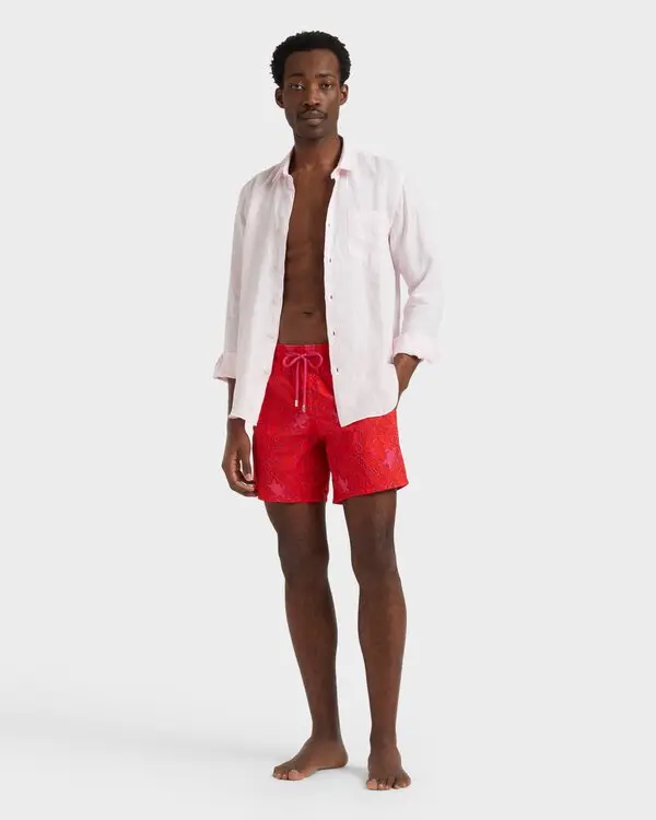 Vilebrequin Embroidered Turtle Swim Shorts - Red