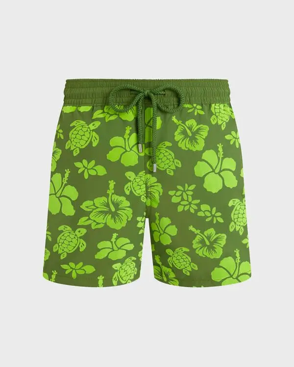 Vilebrequin Tropical Turtles Moorea Swim Shorts - Green
