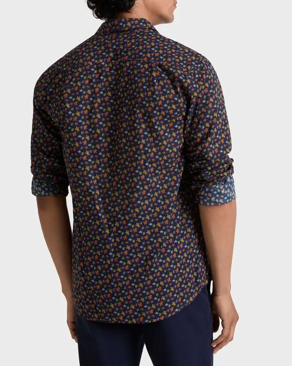 Vilebrequin Cotton Voile Micro Ronde Des Tortues Shirt Caracal - Orange