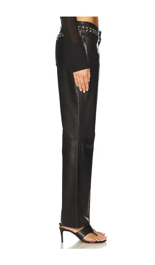 Miaou Josephina Faux Leather Pants With Eyelet Trim