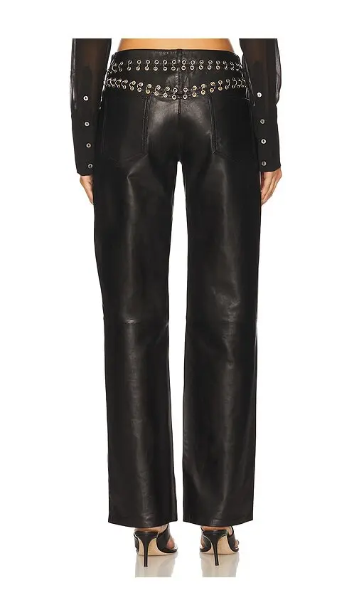 Miaou Josephina Faux Leather Pants With Eyelet Trim