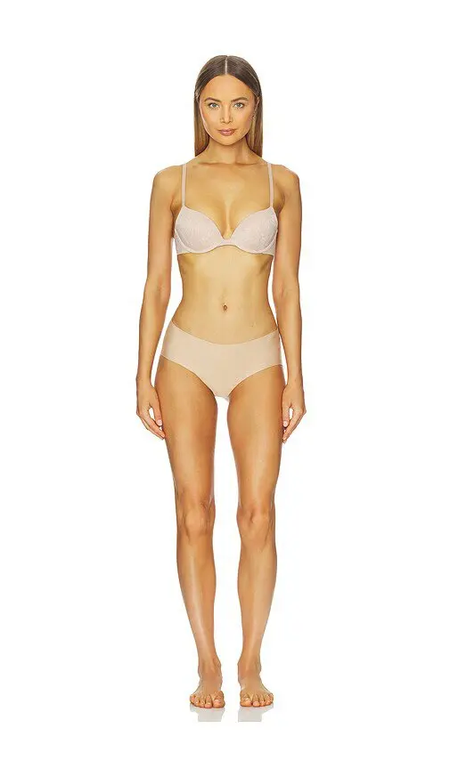 Calvin Klein Push Up Plunge Bra In Beige
