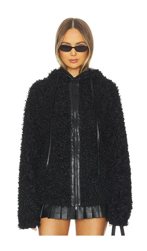 Norma Kamali Oversized Raglan Sleeve Zip Front Hooded Jacket