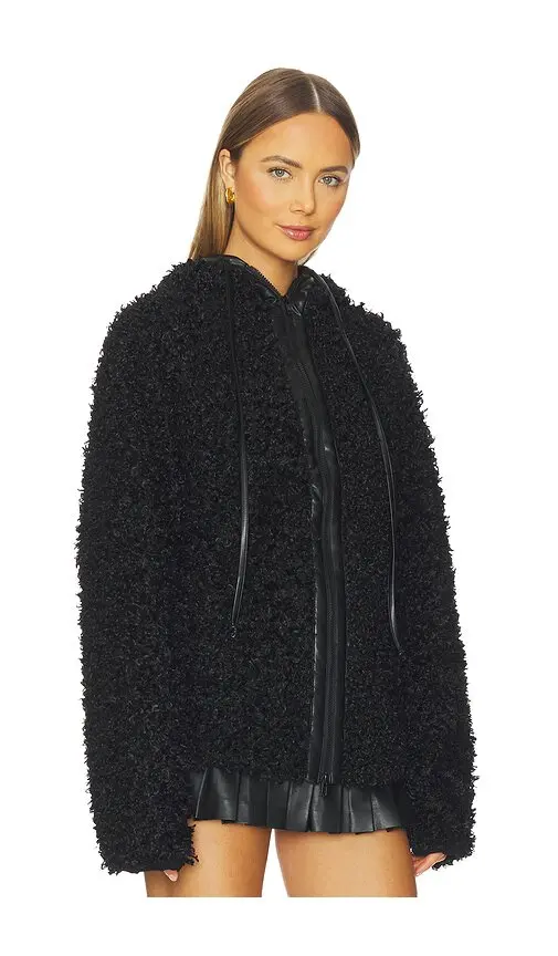 Norma Kamali Oversized Raglan Sleeve Zip Front Hooded Jacket