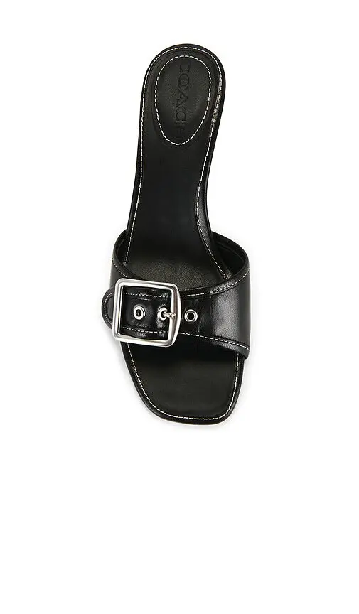 COACH Margot Leather Sandal With Buckle Detail - Black