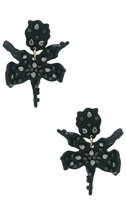 Lele Sadoughi Small Paper Lily Dangle Earrings - Jet Sparkle