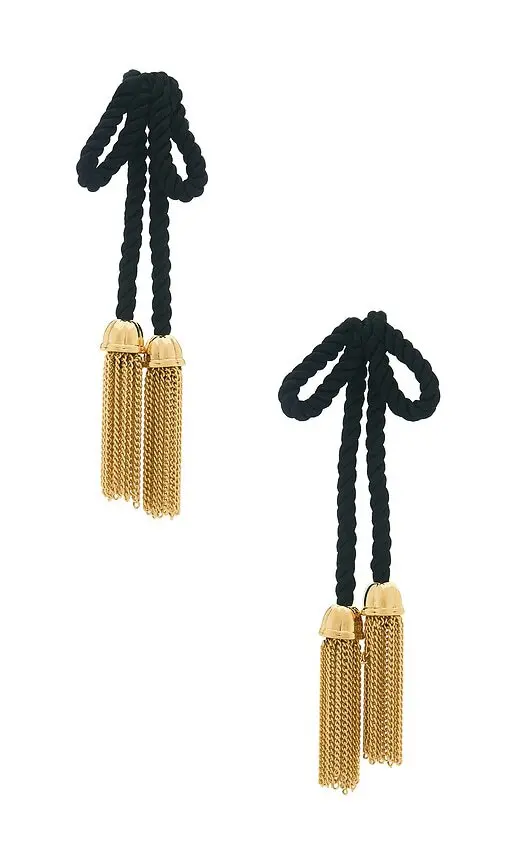 Lele Sadoughi Velvet Bow Tassel Earrings - Jet