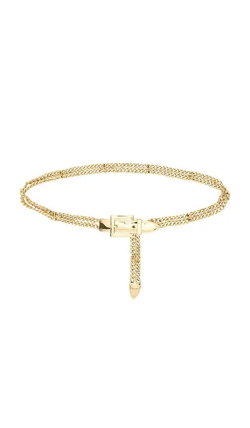 Lele Sadoughi Buckle Chain Belt - Gold