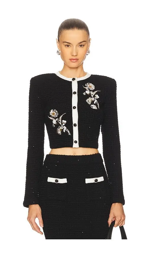 SELF-PORTRAIT Floral Textured Knit Jacket