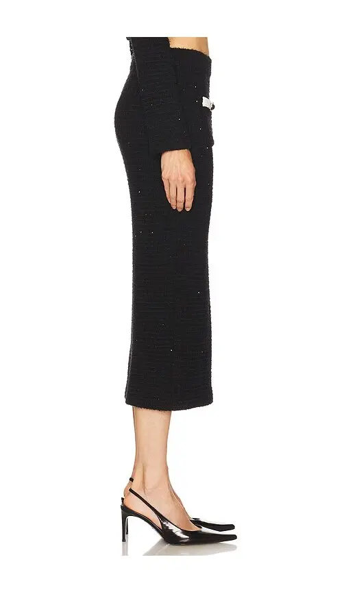 SELF-PORTRAIT Textured Knit Midi Skirt