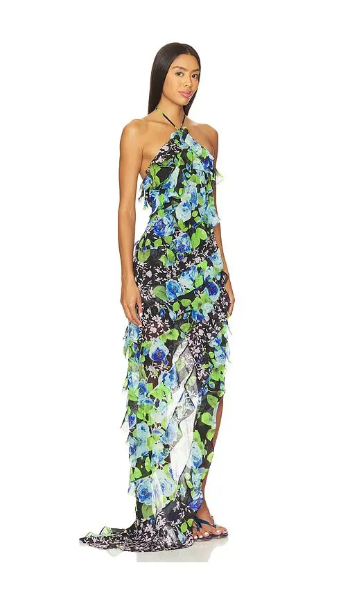 ELLIATT Briony Asymmetrical Maxi Dress - Black Multi