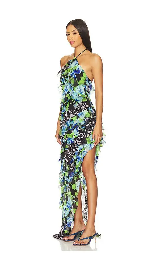ELLIATT Briony Asymmetrical Maxi Dress - Black Multi