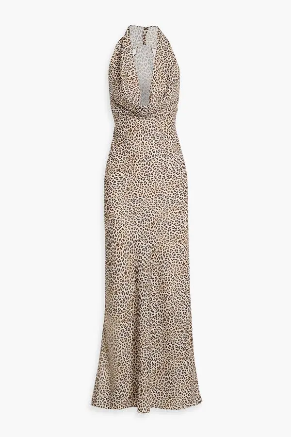 Norma Kamali Draped Leopard-print Gown