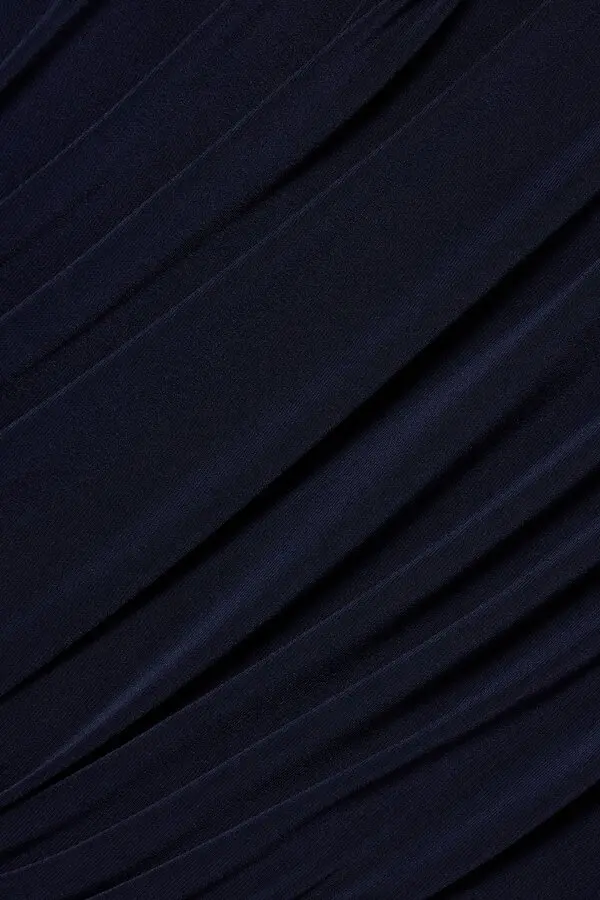 Norma Kamali Diana One-shoulder Ruched Gown - Navy
