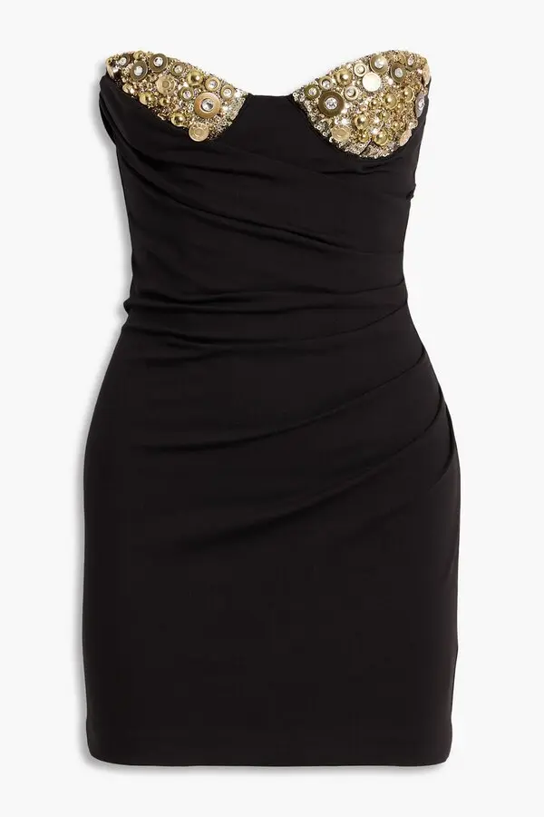 AREA Strapless Embellished Mini Dress