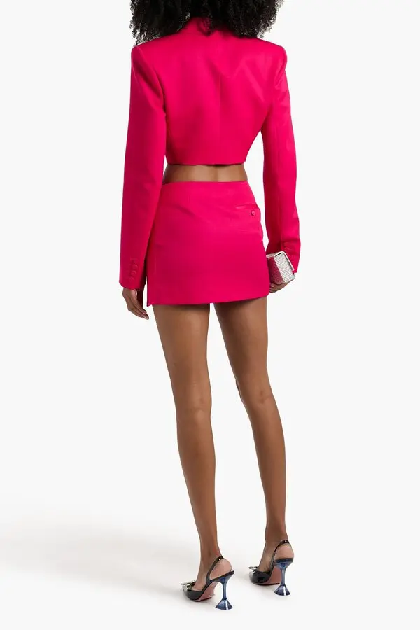 AREA Floral-appliquéd Wool-twill Mini Skirt - Fuchsia