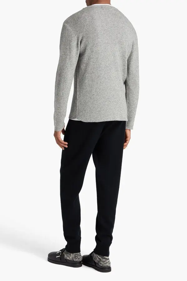 THE ELDER STATESMAN Heavy Delicash Ribbed Sweater - Gray
