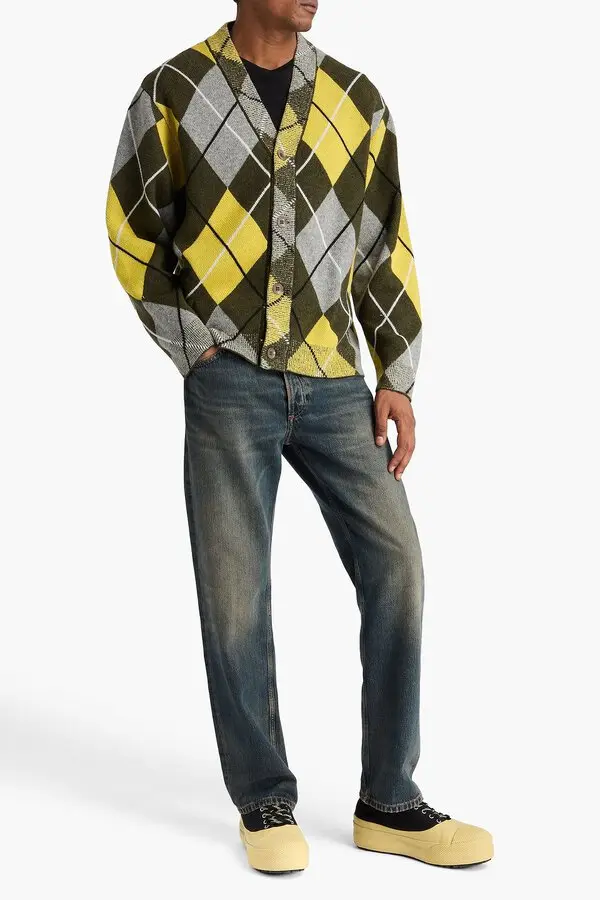 THE ELDER STATESMAN Argyle Cashmere Cardigan