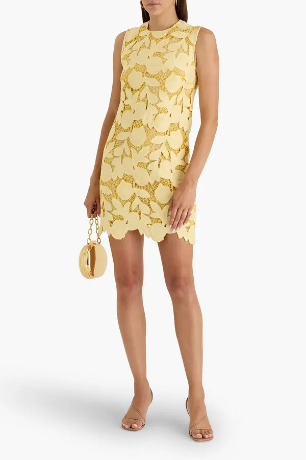 Simkhai Mickie Guipure Lace Mini Dress - Pastel Yellow - 55% Off |  Editorialist