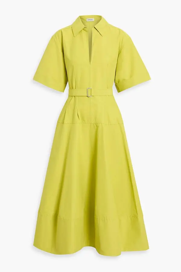 Simkhai Deanna Cotton-blend Taffeta Midi Shirt Dress - Chartreuse