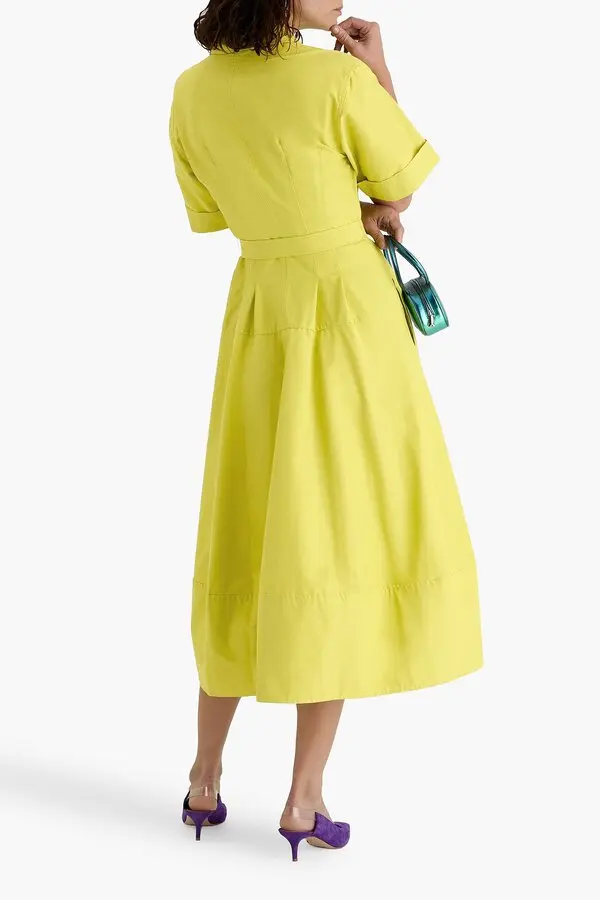Simkhai Deanna Cotton-blend Taffeta Midi Shirt Dress - Chartreuse