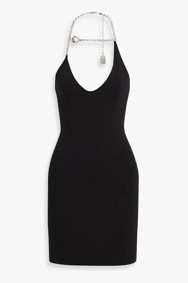 Area Crystal-embellished Cady Halterneck Mini Dress - Black