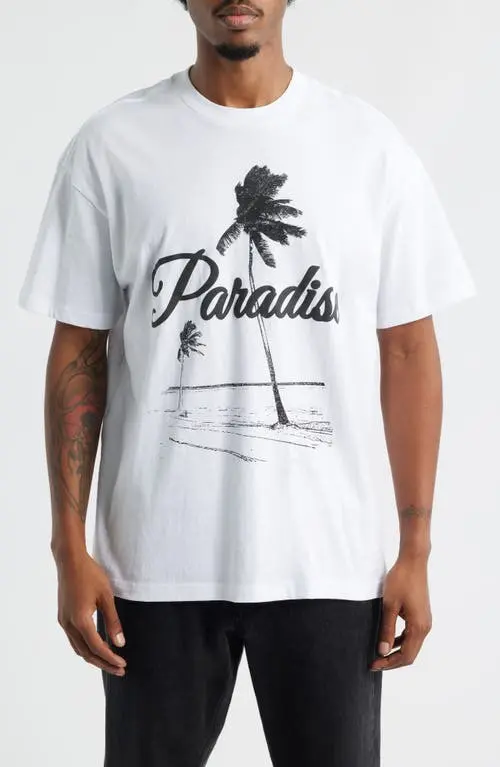 THE FORECAST AGENCY Paradise Palm Cotton Graphic T-shirt - White
