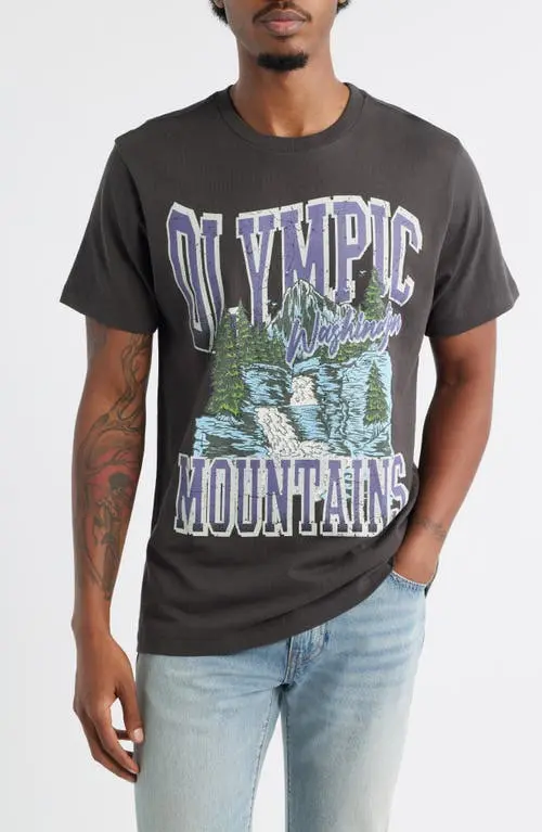 THE FORECAST AGENCY Olympic Mountains Cotton Graphic T-shirt - Pirate Black