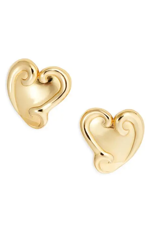 Oscar De La Renta Swirl Heart Stud Earrings - Gold