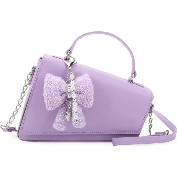 OMG ACCESSORIES Faux Leather Crossbody Bag With Bow - Orchid