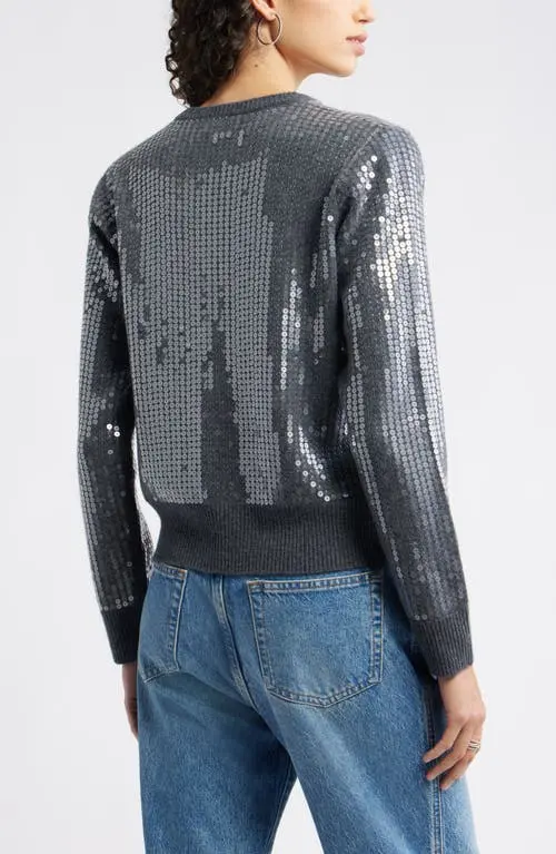 Nordstrom Sequin Wool & Cashmere Cardigan - Grey Dark Charcoal Sequin