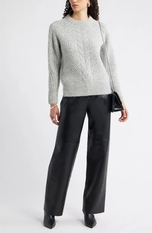 Nordstrom Cable Crewneck Alpaca Blend Sweater - Grey Heather