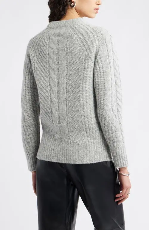 Nordstrom Cable Crewneck Alpaca Blend Sweater - Grey Heather