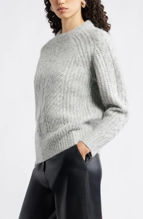 Nordstrom Cable Crewneck Alpaca Blend Sweater - Grey Heather