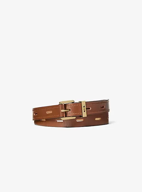 Michael Kors Cutout Leather-blend Belt - Brown