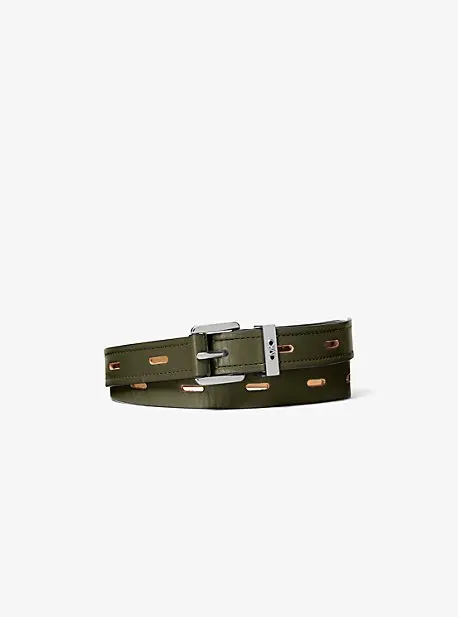 Michael Kors Cutout Leather-blend Belt - Green