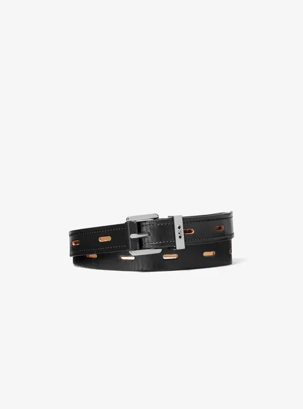 Michael Kors Cutout Leather Belt - Silver