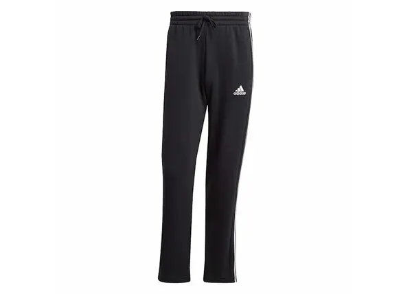 Adidas Essentials 3stripes Open Hem Fleece Pants - Black