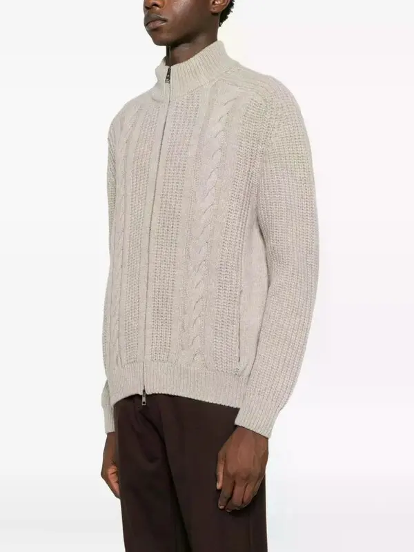 Tagliatore Zip-up Cable Knit Cardigan