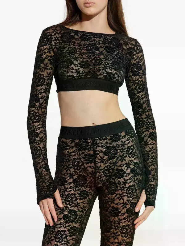 Versace Floral-lace Long-sleeve Top