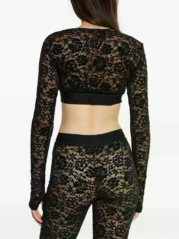 Versace Floral-lace Long-sleeve Top
