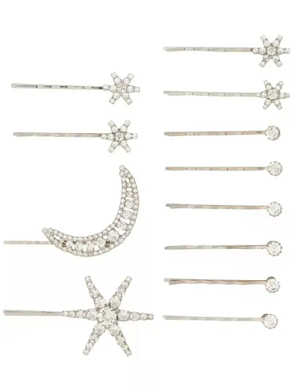 JENNIFER BEHR Set Of 12 Supernova Crystal-embellished Hairclips - Silver