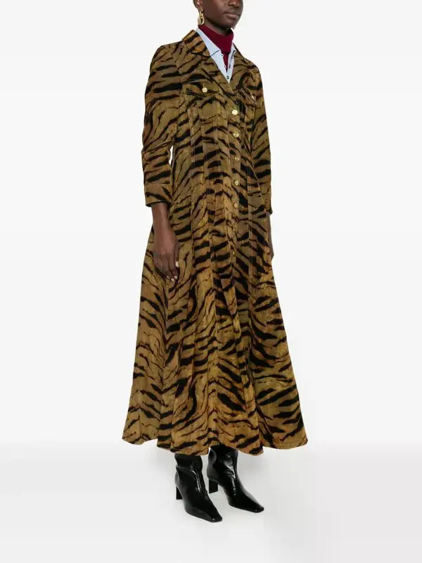 GANNI Tiger-print Button-up Maxi Dress