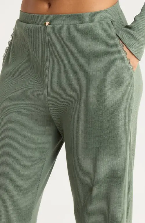 PAPINELLE Claire Waffle Knit Pajamas - Moss