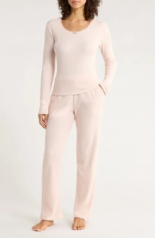 PAPINELLE Claire Waffle Knit Pajamas - Pearl Blush