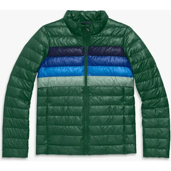PRIMARY Striped Puffer Jacket - Evergreen Placed Stripe