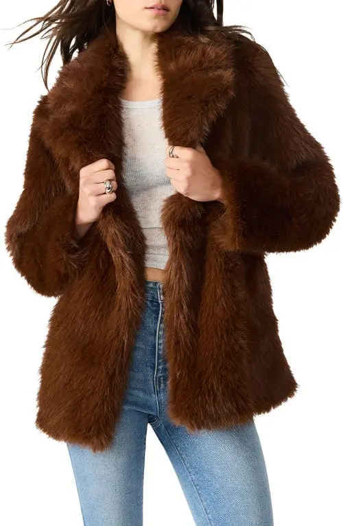 Steve Madden Kindra Faux Fur Coat - Brown