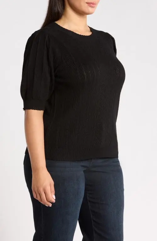 Wit & Wisdom Pointelle Elbow Sleeve Sweater